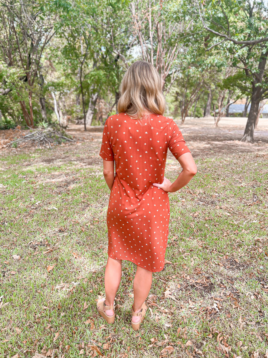 Judy Rust Floral Ribbed Knit Dress | Ribbons and Spice Boutique