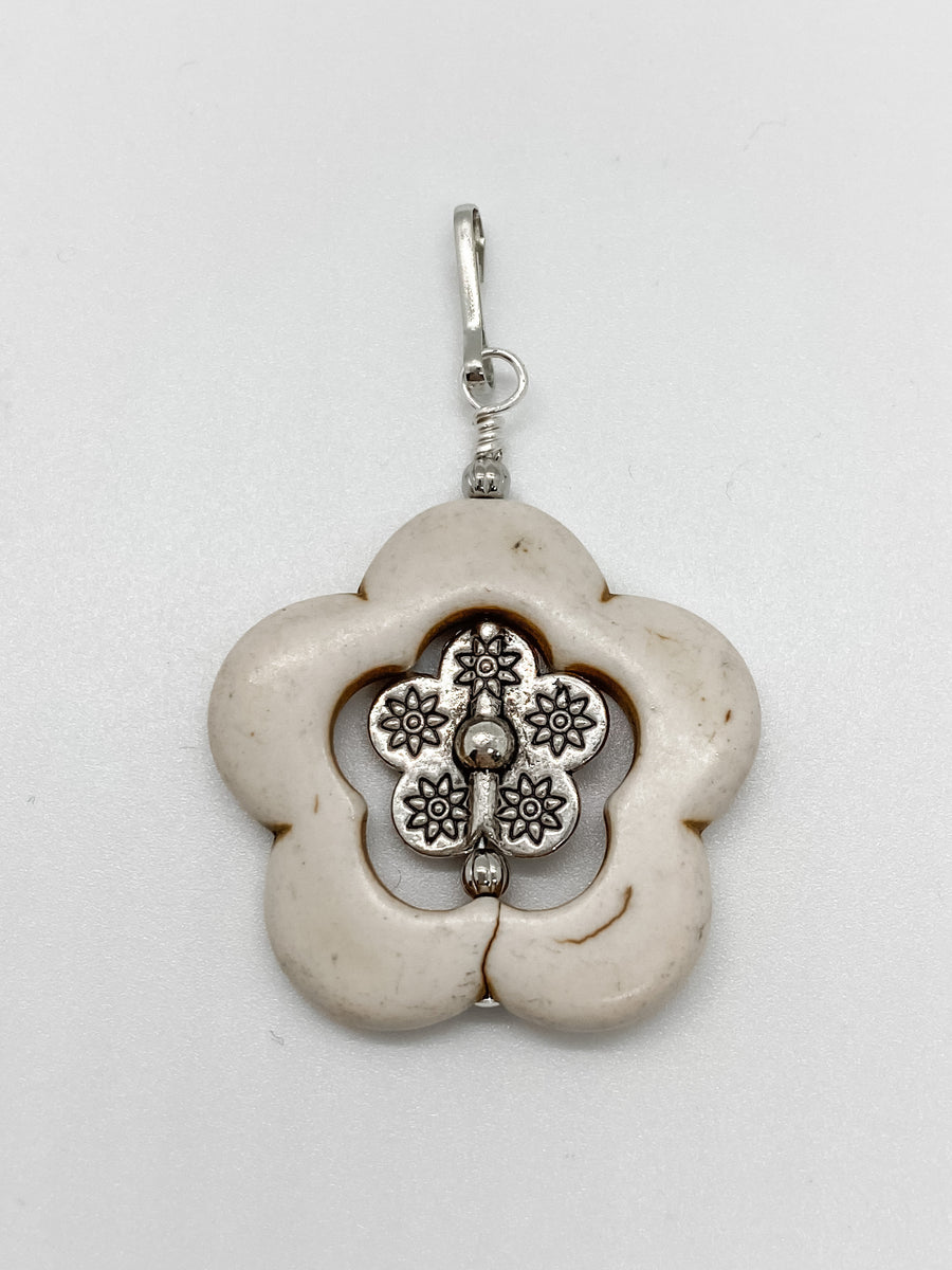 White Howlite Flower Stone | Ribbons and Spice Boutique